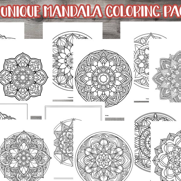 50 Unique Mandala Coloring Pages, Printable Coloring Pages, Digital ...