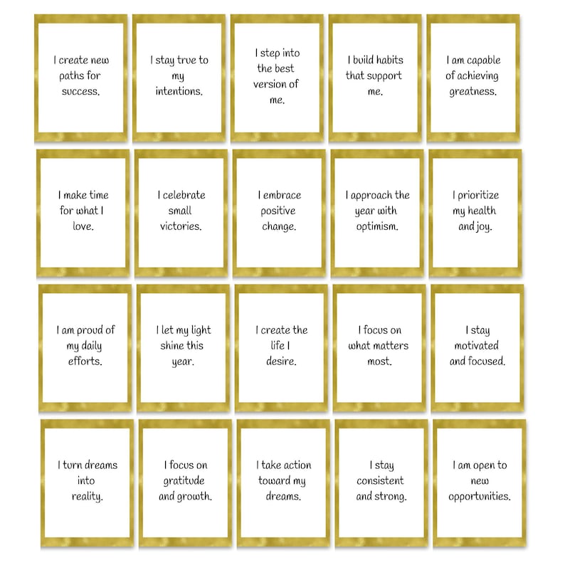 32 Printable Daily Affirmation Cards. New Year's Edition. New Year ...
