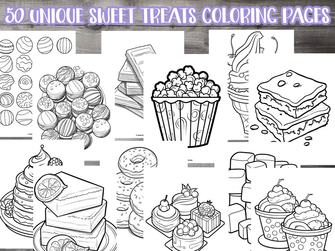 50 Dessert Coloring Pages, Printable Coloring Pages, Digital Sweets ...