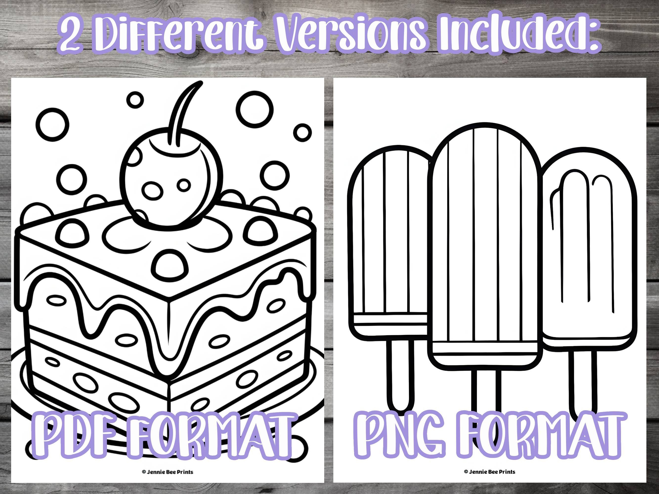 50 Dessert Coloring Pages, Printable Coloring Pages, Digital Sweets ...