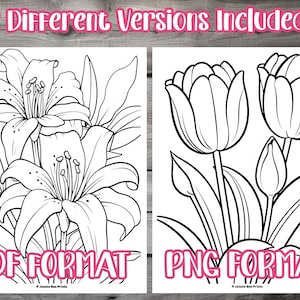 50 Unique Floral Coloring Pages, Printable Coloring Pages, Digital ...
