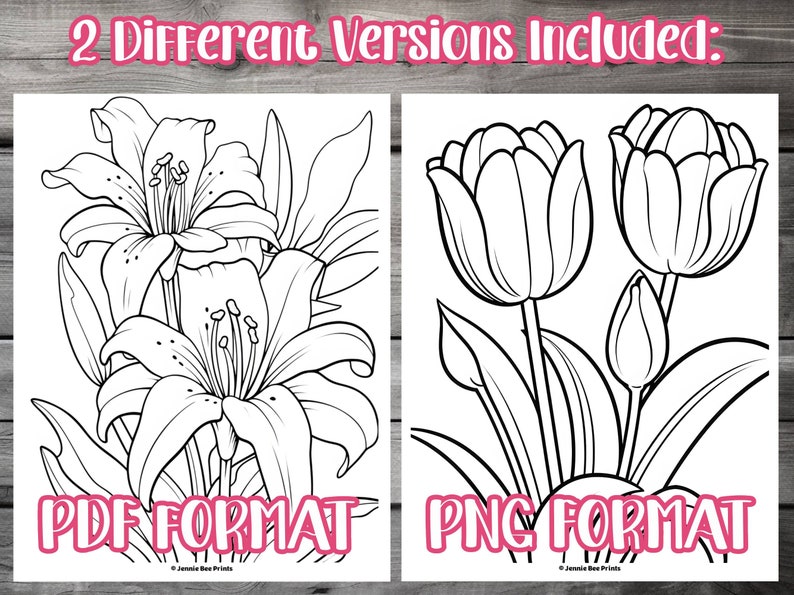50 Unique Floral Coloring Pages, Printable Coloring Pages, Digital ...