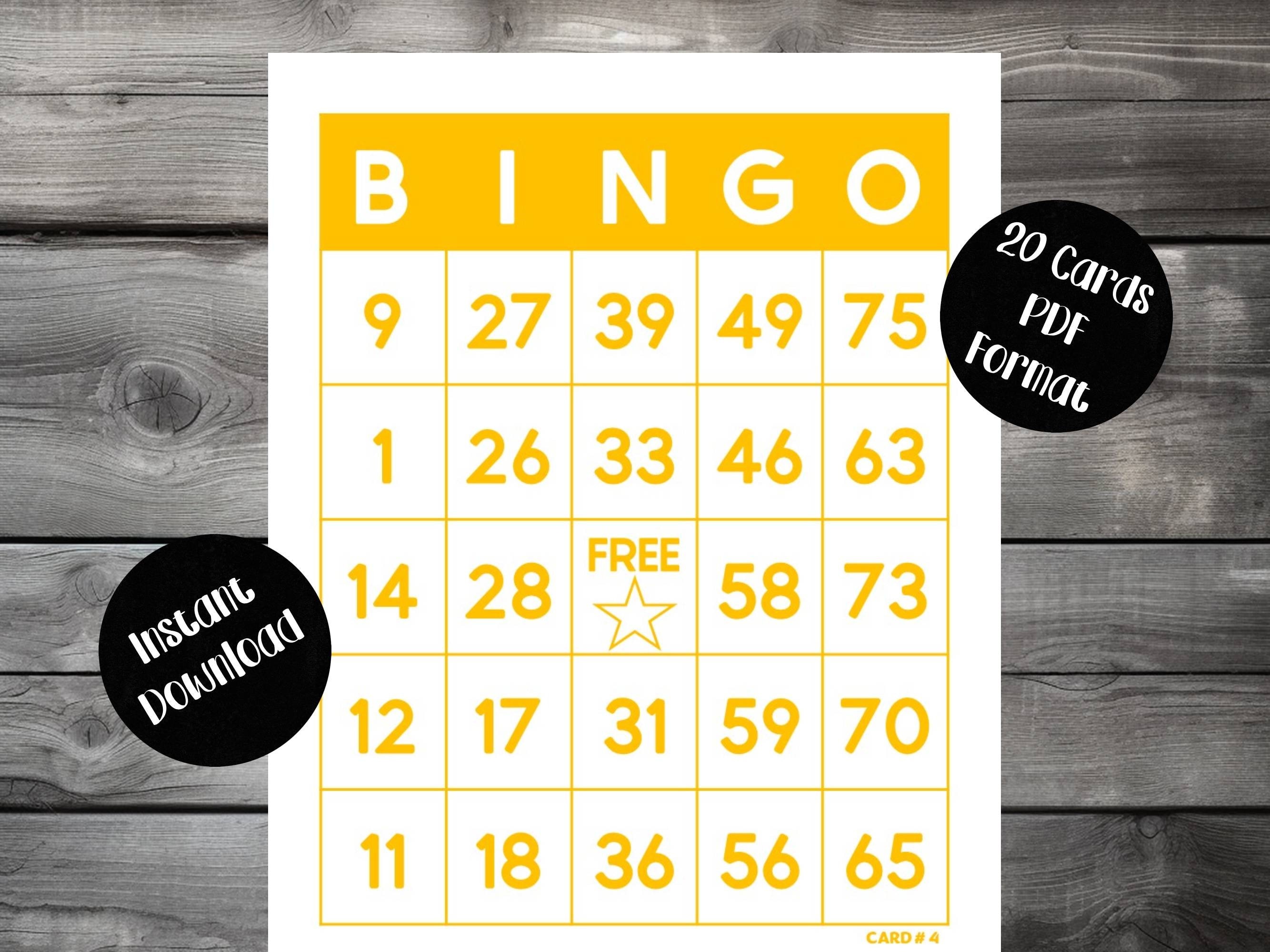 20 Orange Unique Printable Bingo Cards, Family Friendly Digital ...