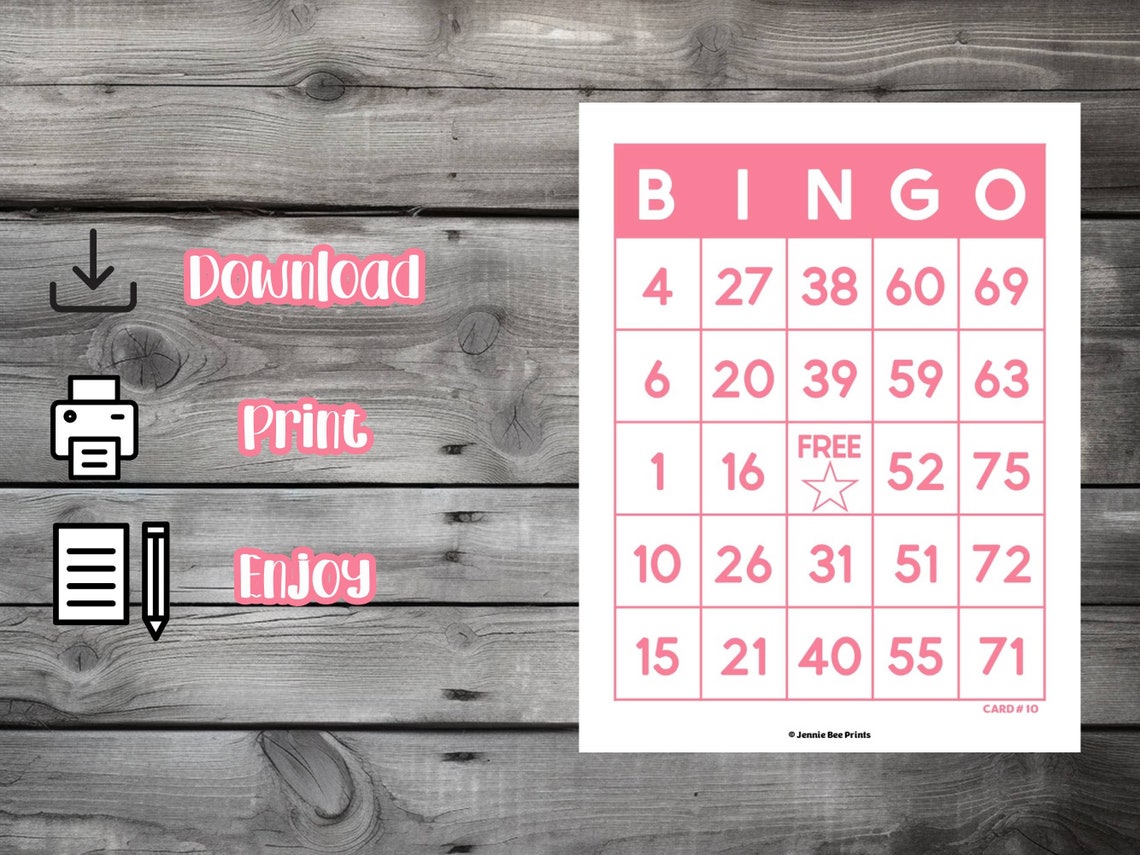 20 Pink Unique Printable Bingo Cards, Family Friendly Digital Download ...