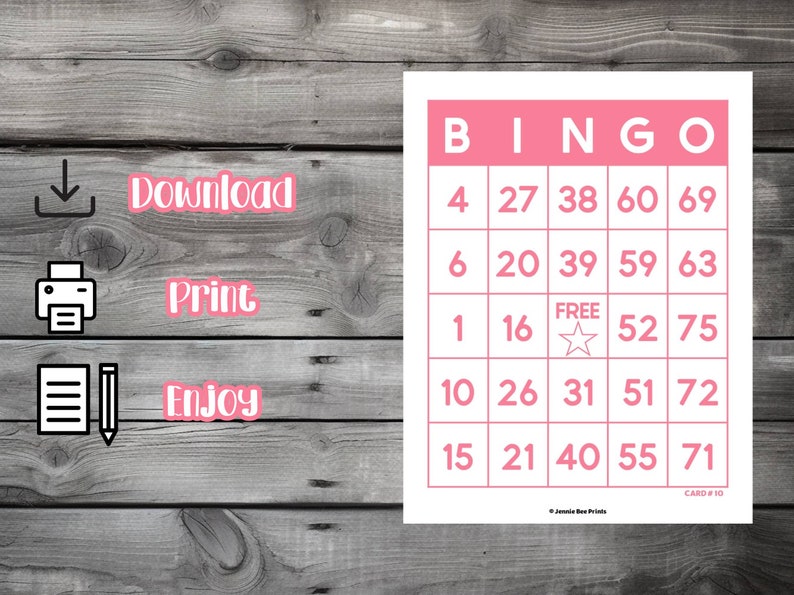 20 Pink Unique Printable Bingo Cards, Family Friendly Digital Download ...