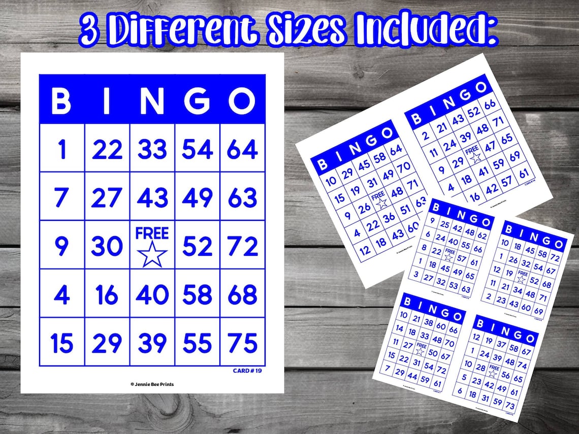20 Blue Unique Printable Bingo Cards, Family Friendly Digital Download ...