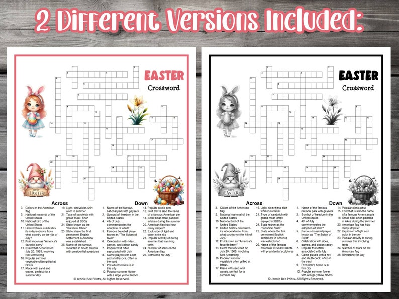 Easter Crossword Puzzle, Family Friendly Easter Printable, Puzzles for Adults Seniors Teens ...