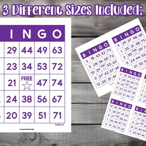 20 Purple Unique Printable Bingo Cards, Family Friendly Digital ...