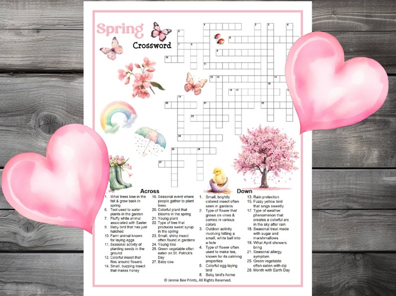 Spring Crossword Puzzle, Family Friendly Fun Spring Printable, Puzzles ...