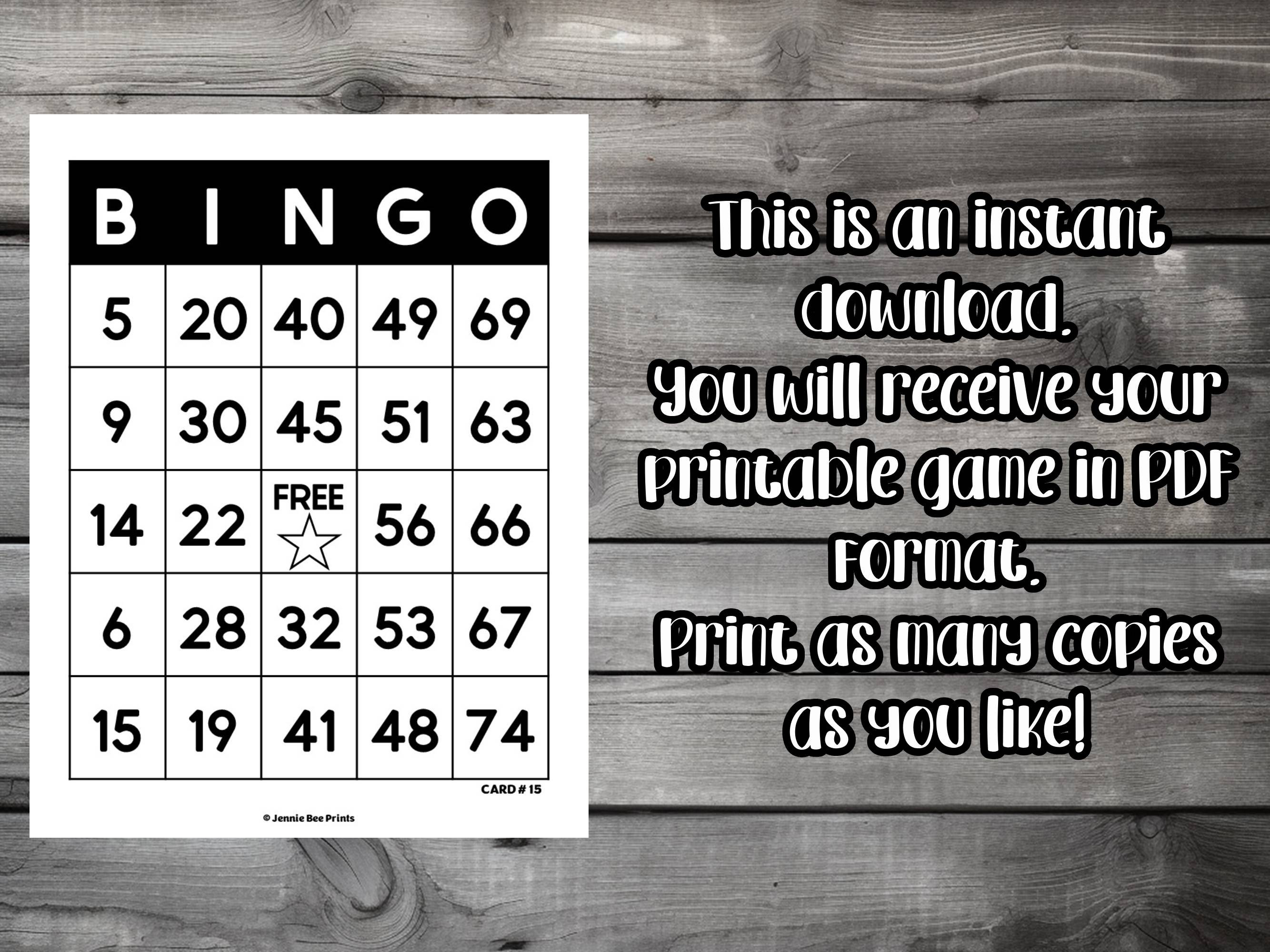 20 Unique Printable Bingo Cards, Family Friendly Digital Download Bingo ...