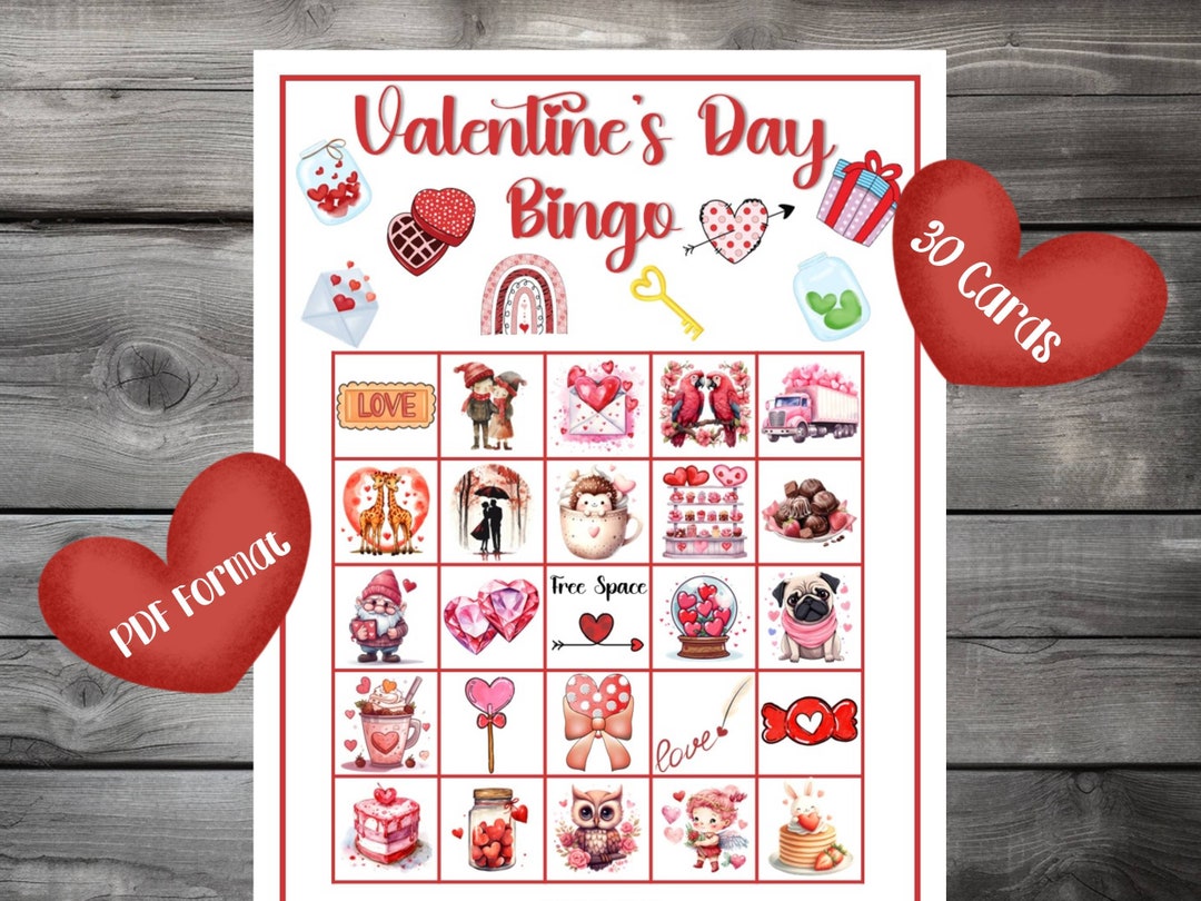 30 Unique Valentine’s Day Bingo Cards, Family Friendly Fun Valentine's ...