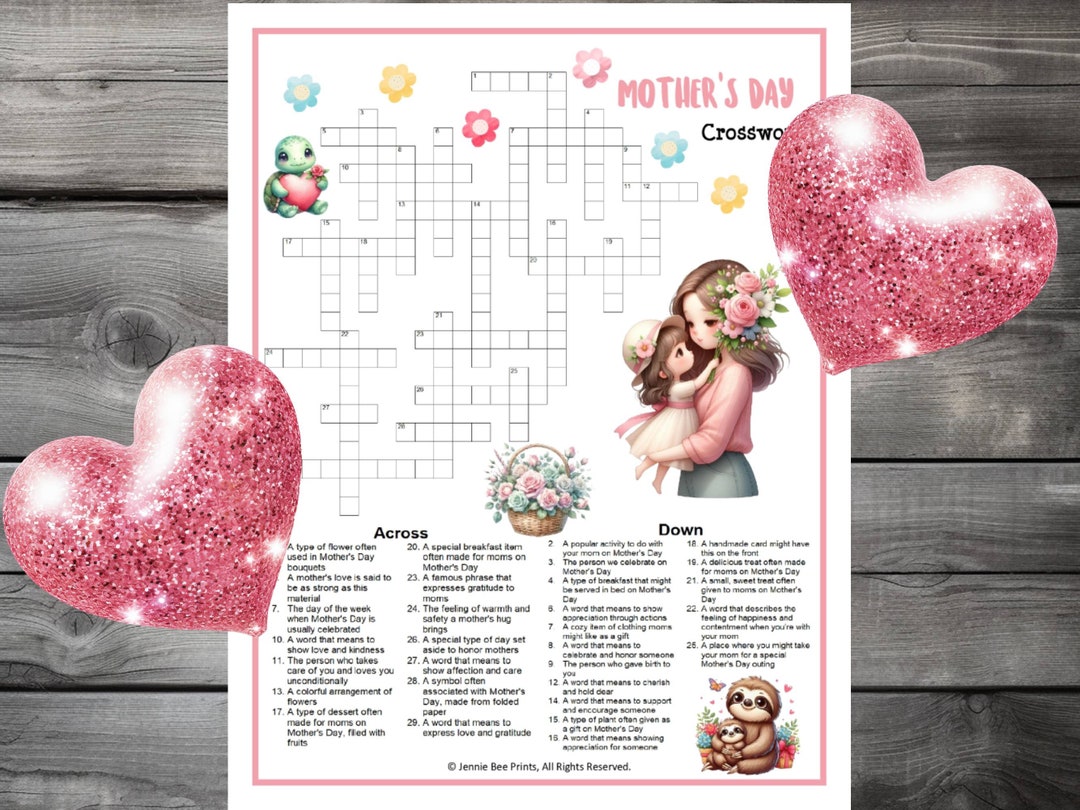 Mother's Day Crossword Puzzle, Family Friendly Fun Printable, Puzzles ...
