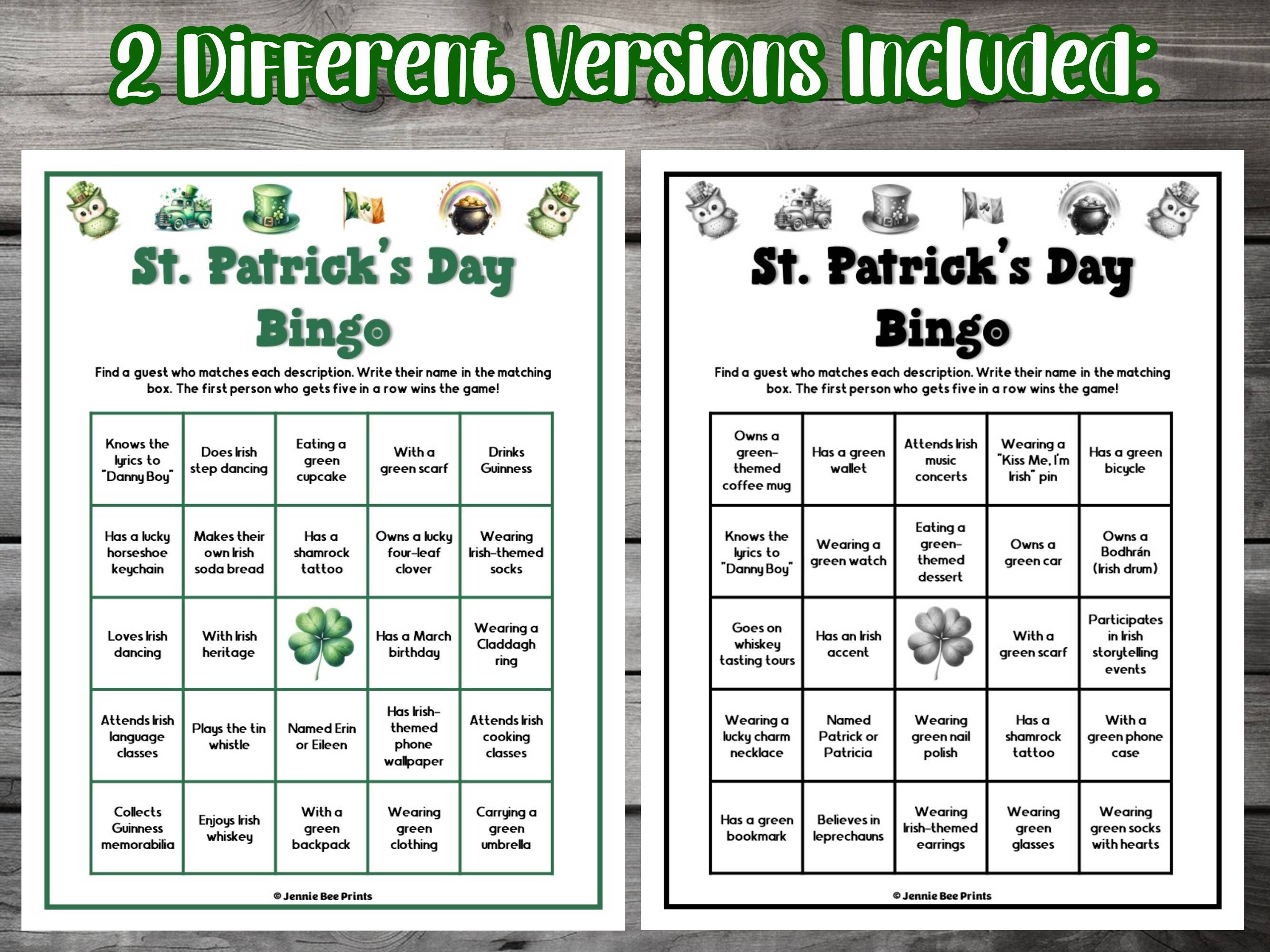 30 Unique St. Patricks Day Bingo Cards, Fun St. Patrick's Party Game ...