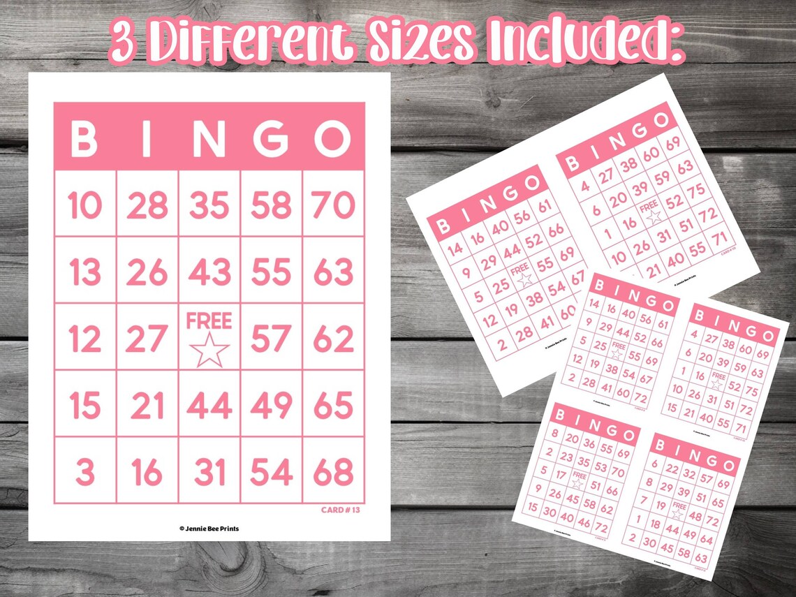 20 Pink Unique Printable Bingo Cards, Family Friendly Digital Download ...