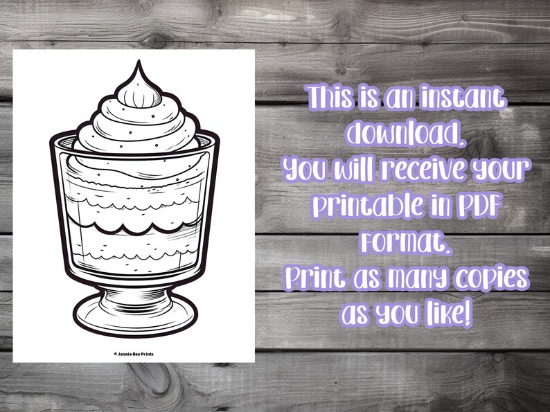 50 Dessert Coloring Pages, Printable Coloring Pages, Digital Sweets ...