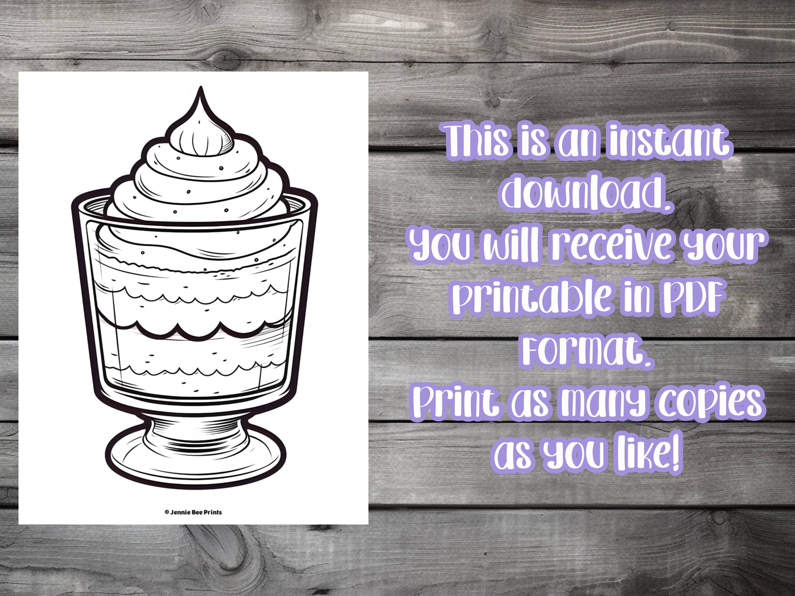 50 Dessert Coloring Pages, Printable Coloring Pages, Digital Sweets ...