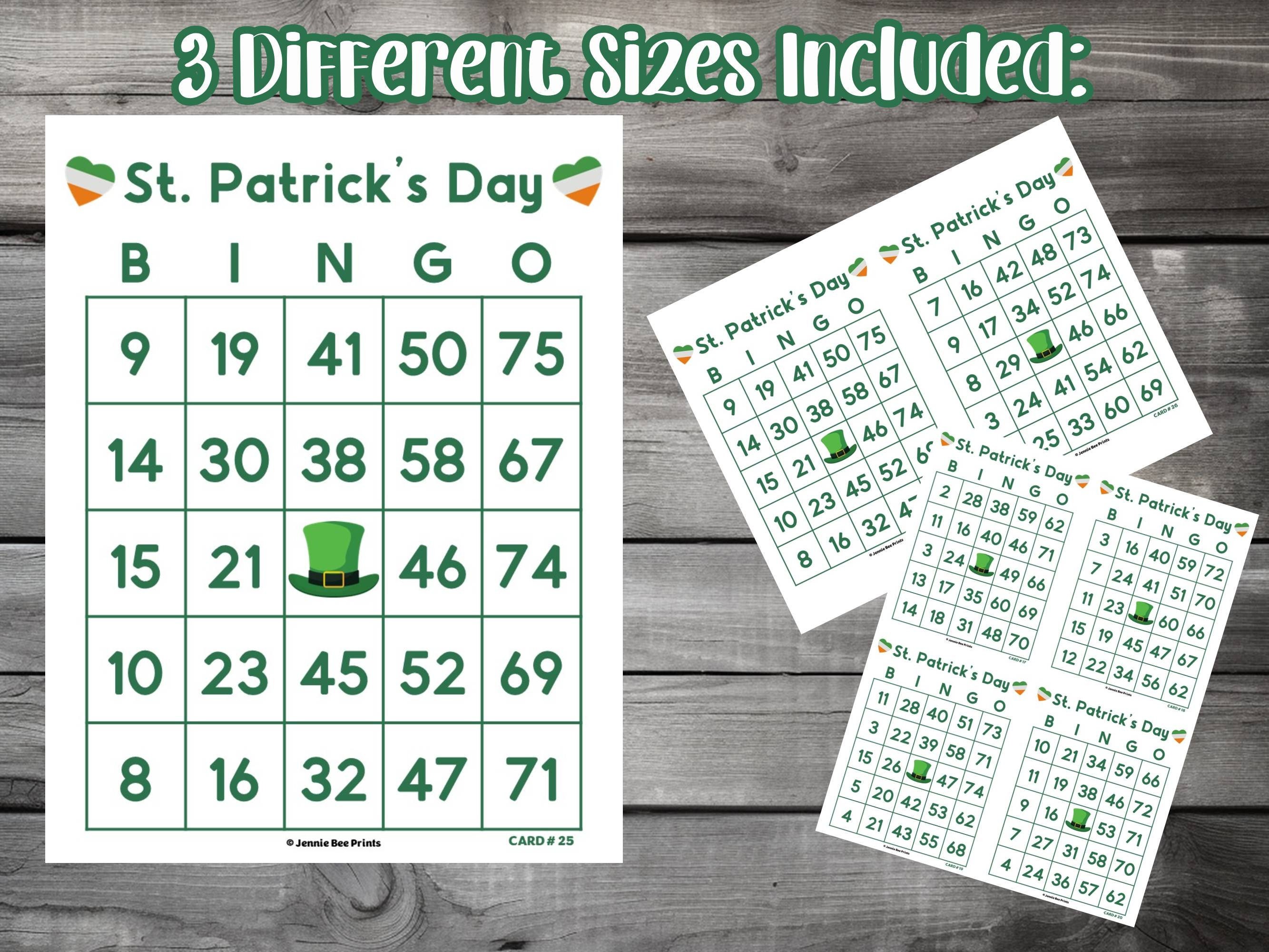 St Patrick's Bingo, 40 St Patrick's Bingo Cards, 1, 2, or 4 per Page ...