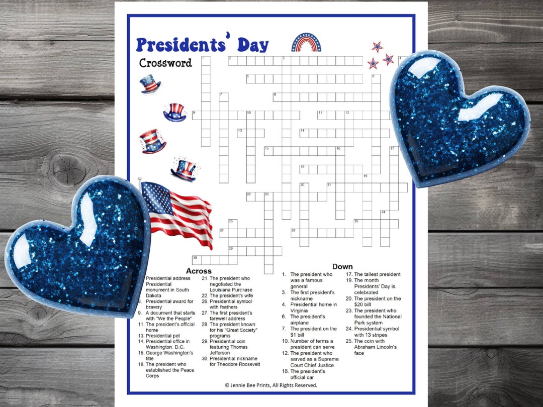 Presidents Day Crossword Puzzle, Family Friendly Fun Printable, Puzzles ...