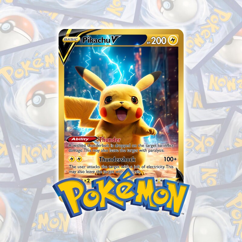 Custom Pikachu Pokemon Card Custom Pokemon Cards Digital Download - Etsy