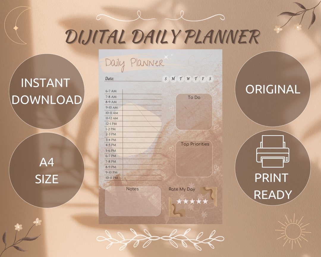Aesthetic Daily Planner Instant Download, Digital Print, Digital Daily ...
