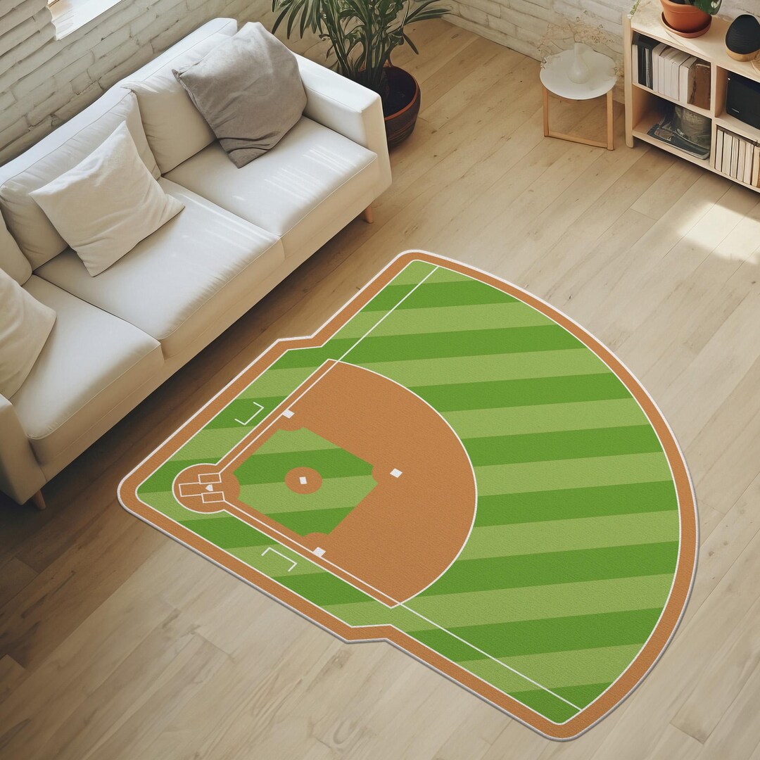 Personalized Baseball Field Rug – Custom Name or Team Logo; Sports Room ...