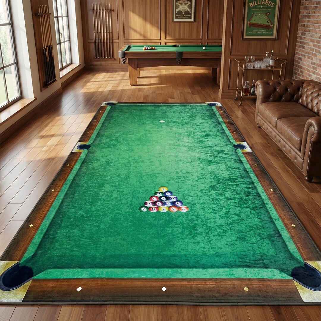 Realistic Effect Billiards Pool Table Digital Print Area Rug - Etsy