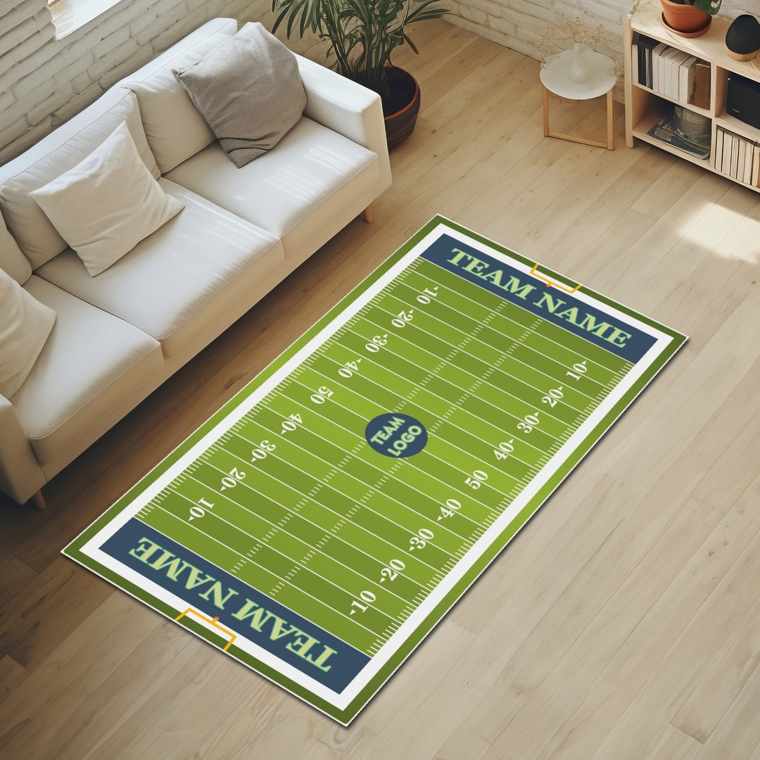 Custom American Football Field Printed Area Rug; Personalized Machine ...
