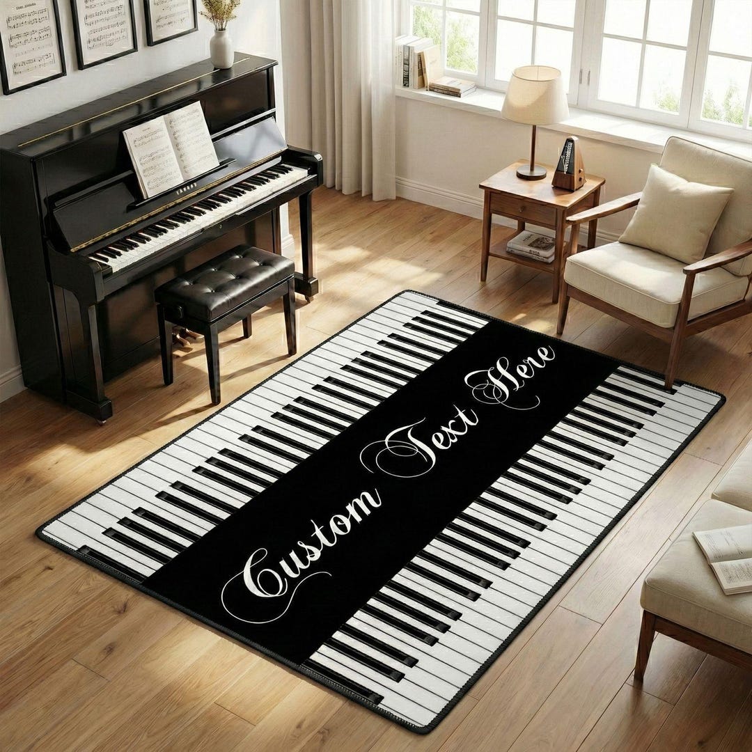 Personalized Piano Keyboard Area Rug With Custom Text - Etsy