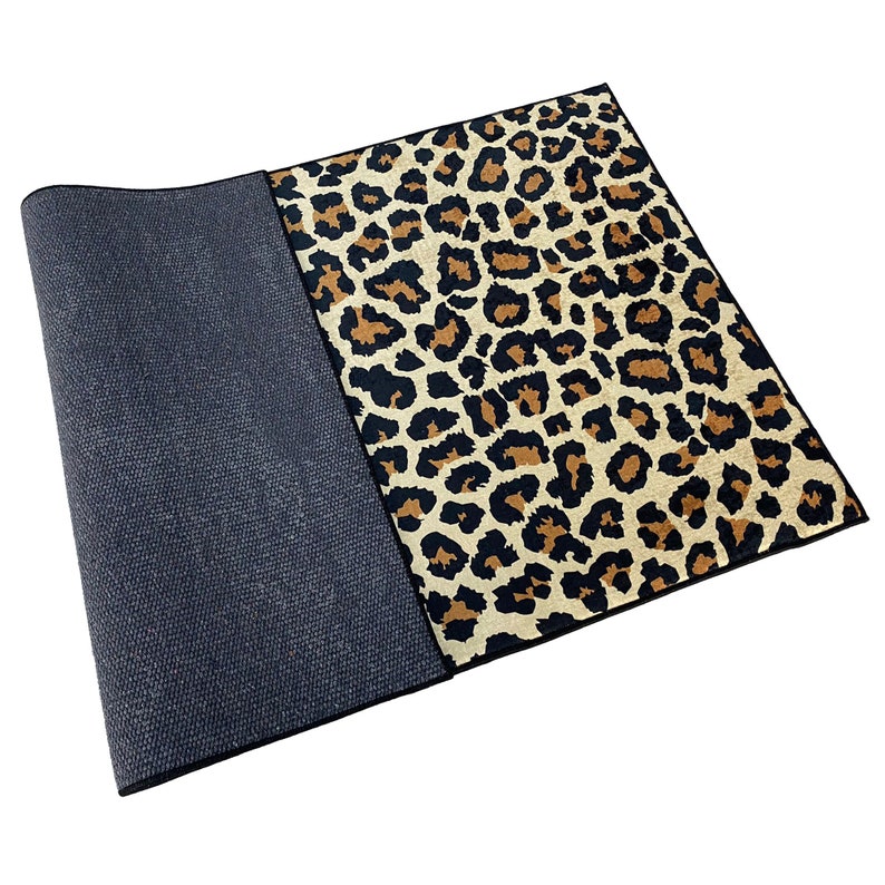 Vibrant Leopard Pattern Printed Area Rug; Machine Washable, Eco ...