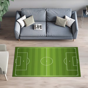 Vibrant Soccer Field Area Rug; Machine Washable Unique Football Field ...