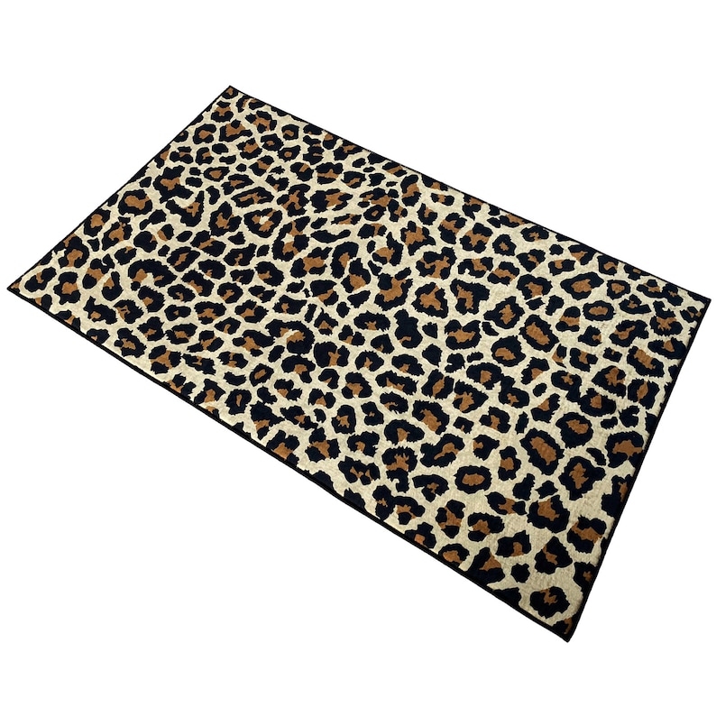 Vibrant Leopard Pattern Printed Area Rug; Machine Washable, Eco ...