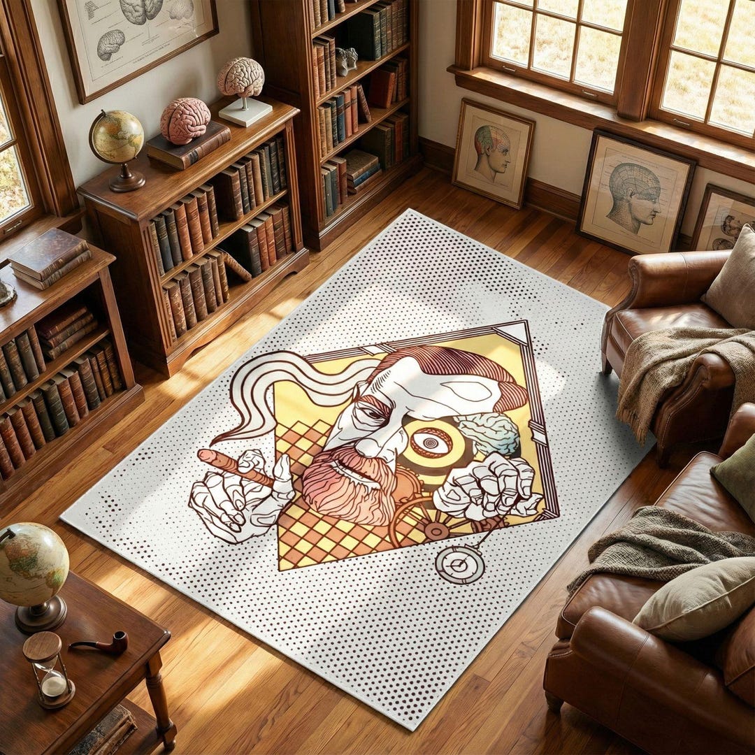 Sigmund Freud Themed Psychology Area Rug Featuring Abstract Pop Art ...