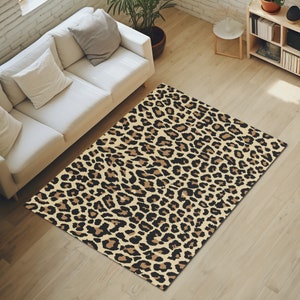 Vibrant Leopard Pattern Printed Area Rug; Machine Washable, Eco ...