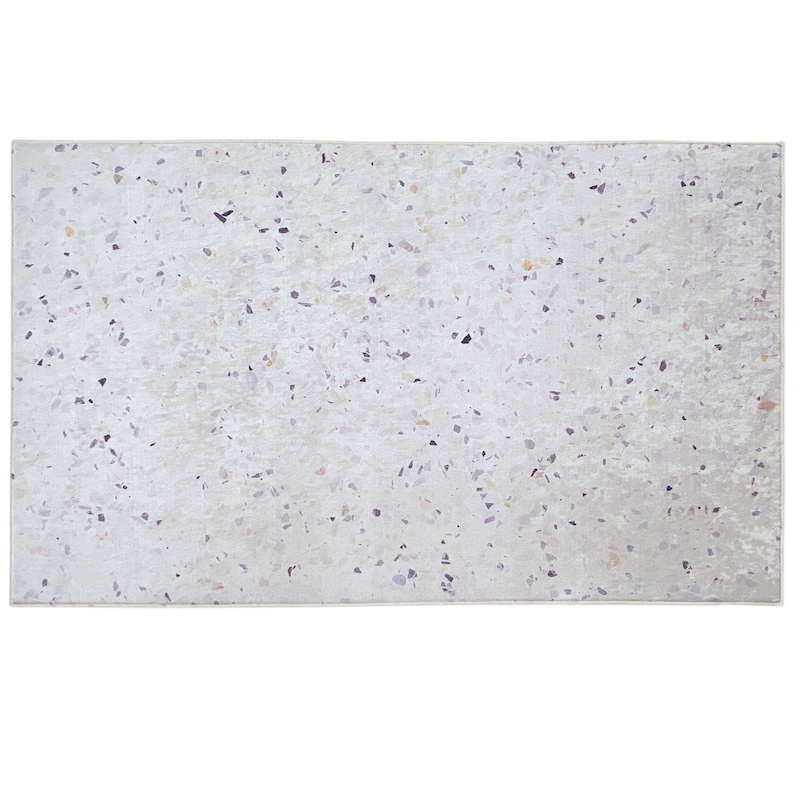 Luxury White Terrazzo Print Area Rug; Machine Washable, Anti-allergenic ...