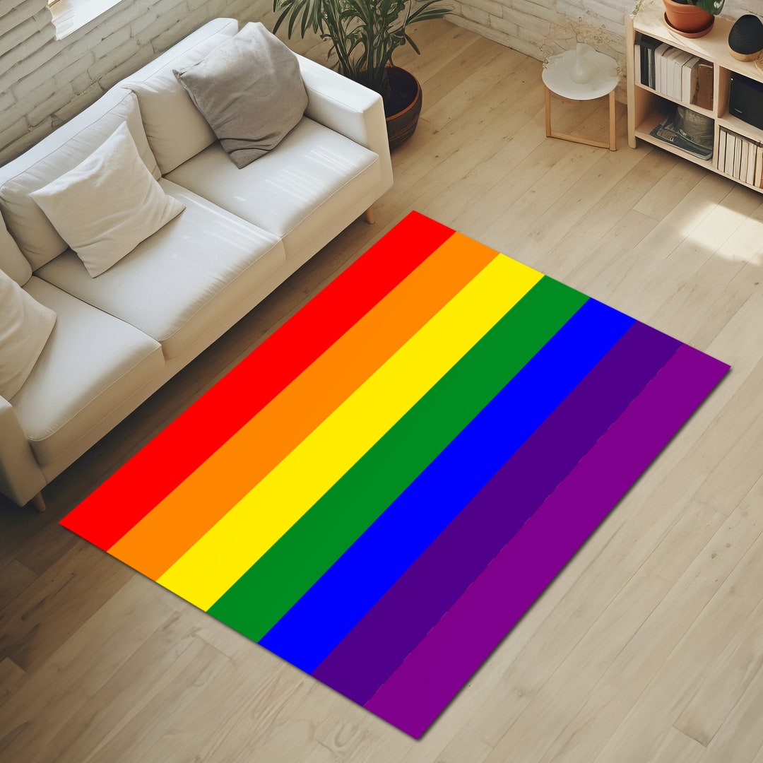 Colorful Rainbow Rug With VIBGYOR Colors; Machine Washable Vibrant ...