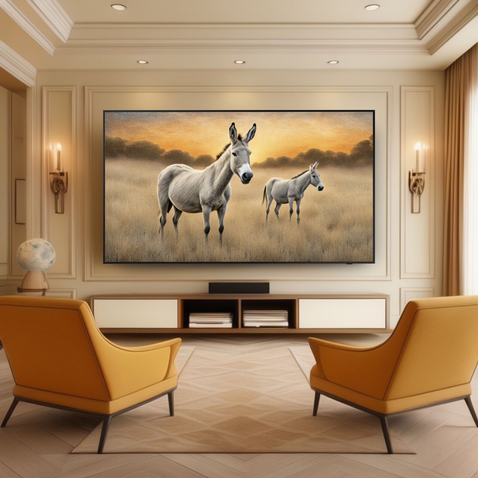 Frame TV Art Digital Download Donkeys in a Field Rustic Farmhouse Art ...