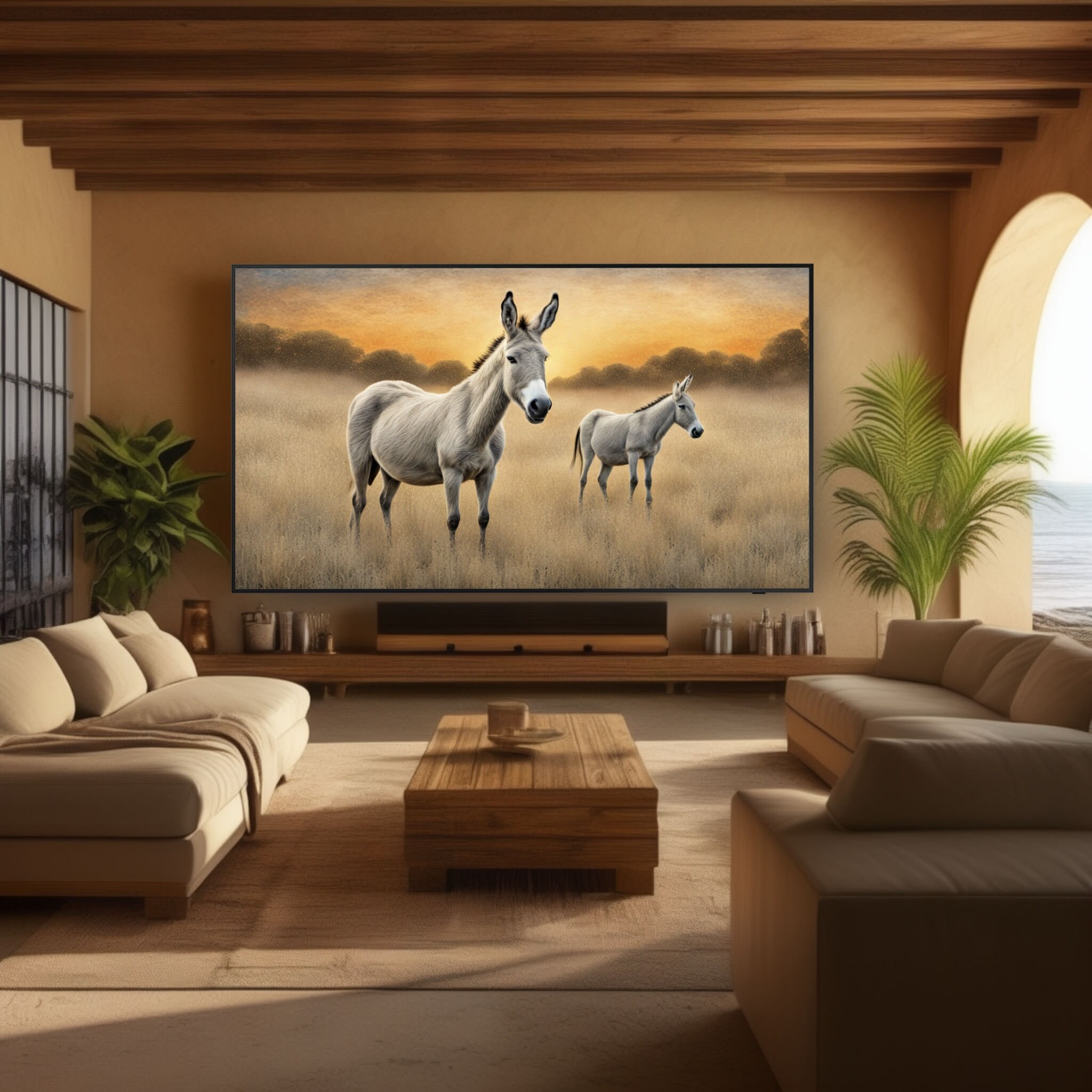 Frame TV Art Digital Download Donkeys in a Field Rustic Farmhouse Art ...