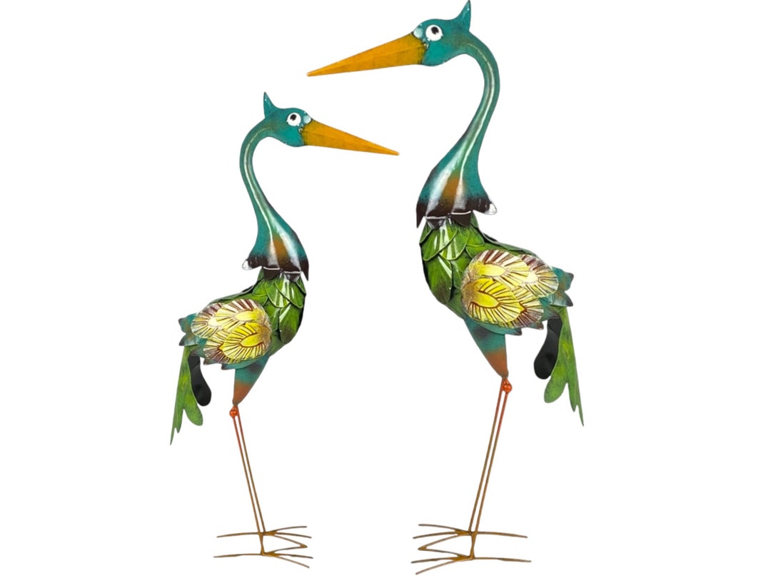 Garden Sculpture Duo Colorful Cranes Set of 2 Garden Figure & - Etsy