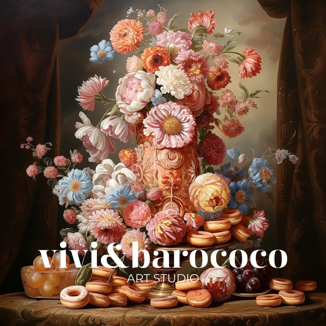 Moody Baroque Flower Print | Rococo Floral PRINT |still Life Oil ...