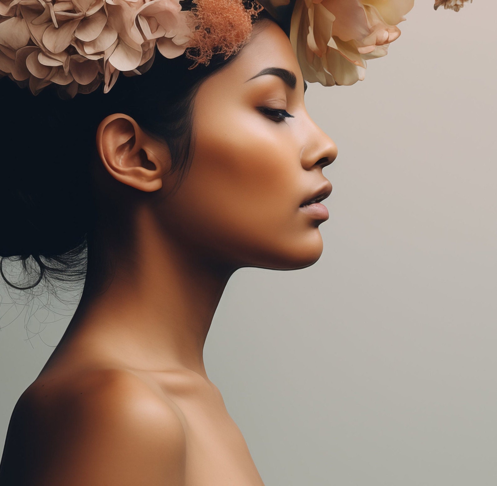 FLORAL CROWN ARTWORK, Realistic Floral Art, Bouquet Crown Art, Flower ...