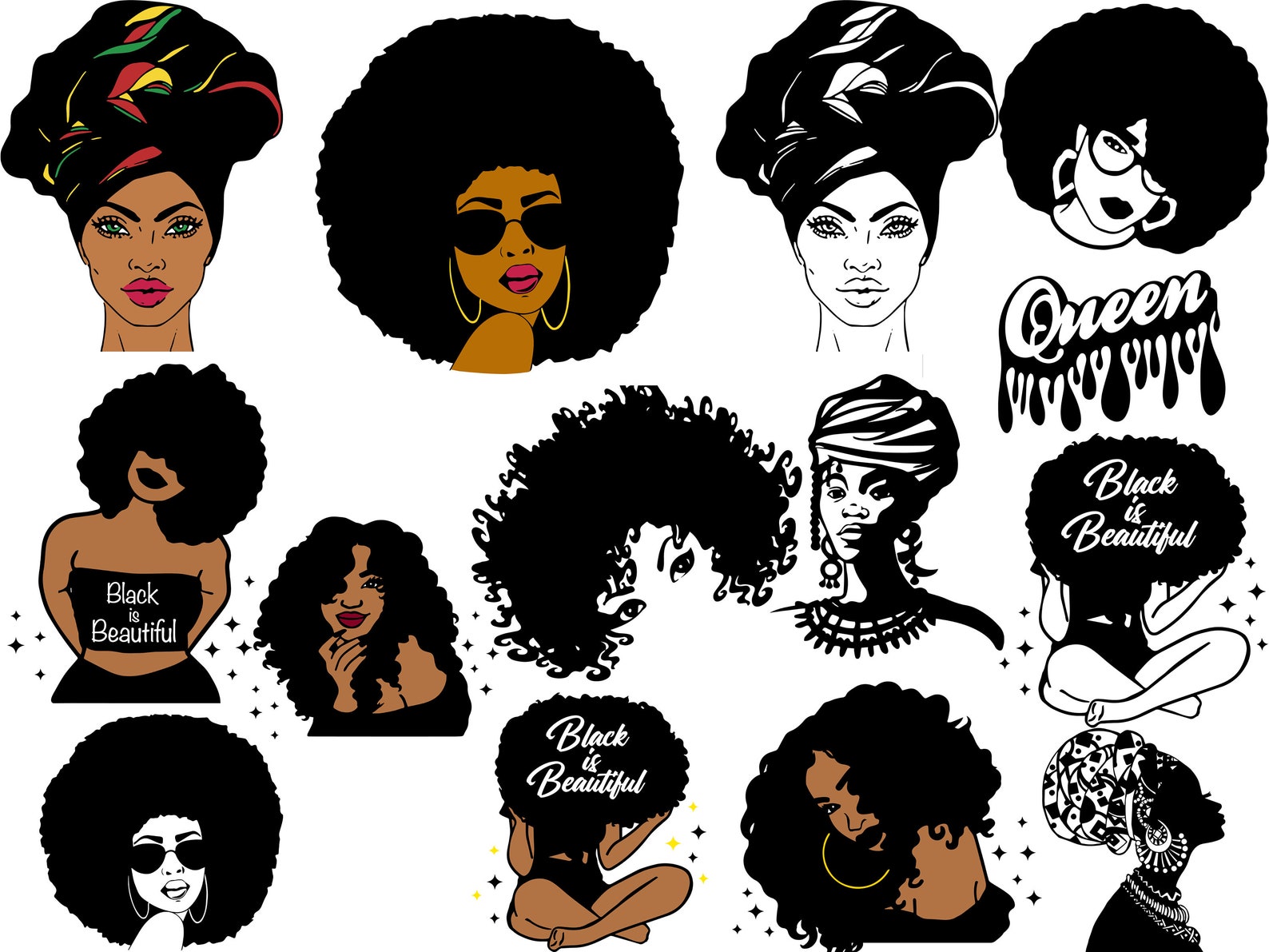 Afro Woman SVG, Afro Girl Svg, Afro Queen Svg, Afro Lady Svg, Curly ...