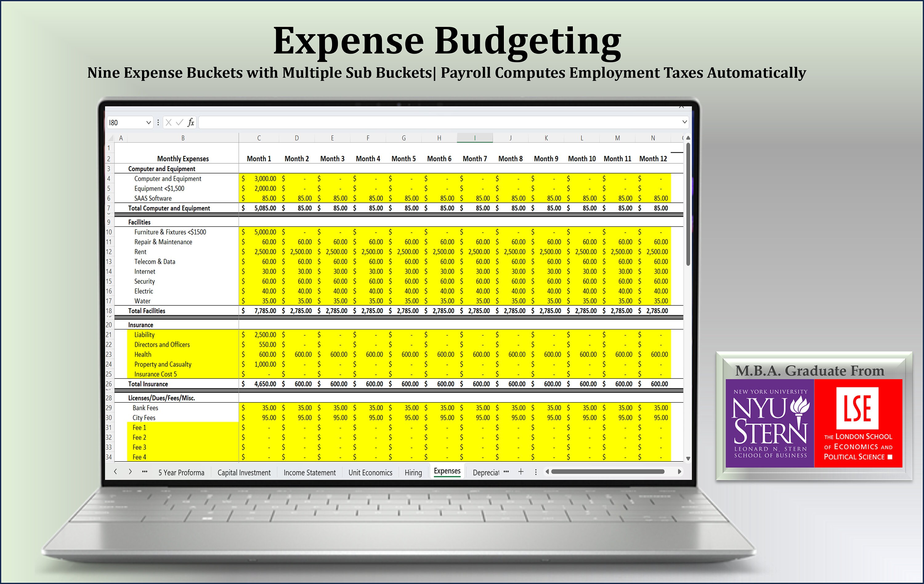 Small Business Excel Spreadsheet Template Forecast Sales Budget ...