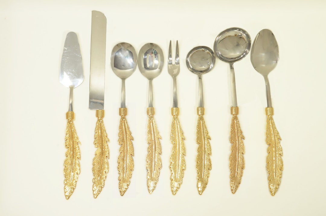 Gold & Silver Utensil Set: 8-piece Elegant Tableware - Etsy