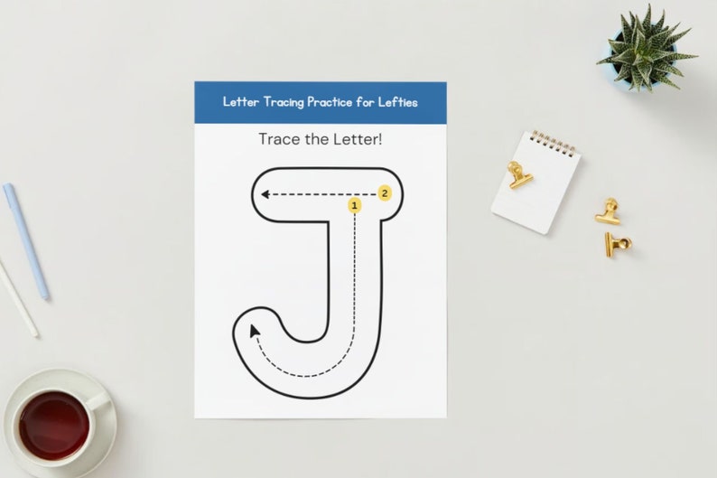 Large Letter Tracing Worksheet for Left-handed Children for ...