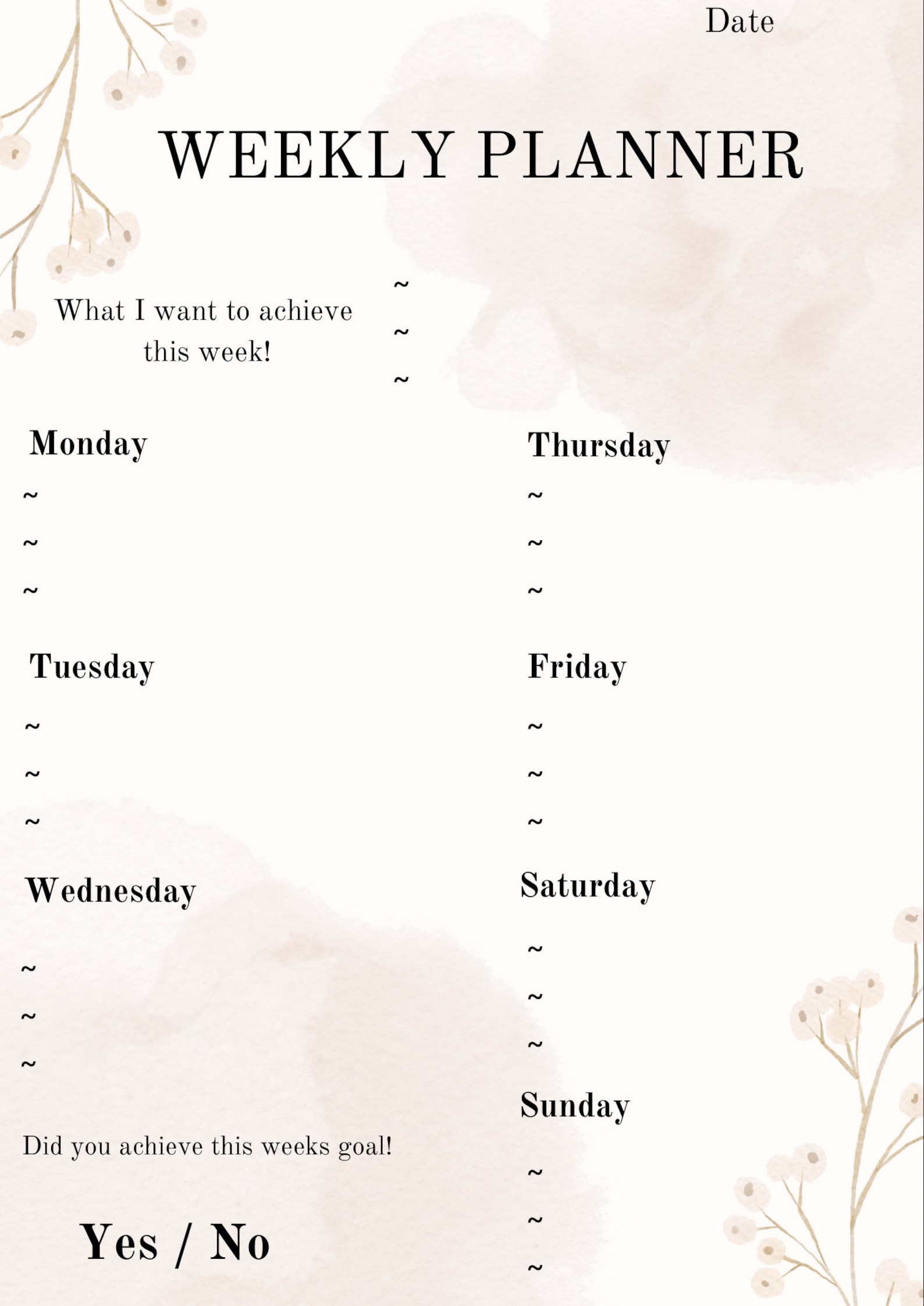 Weekly Planner Printable Digital Weekly Planner Organize Your Week ...