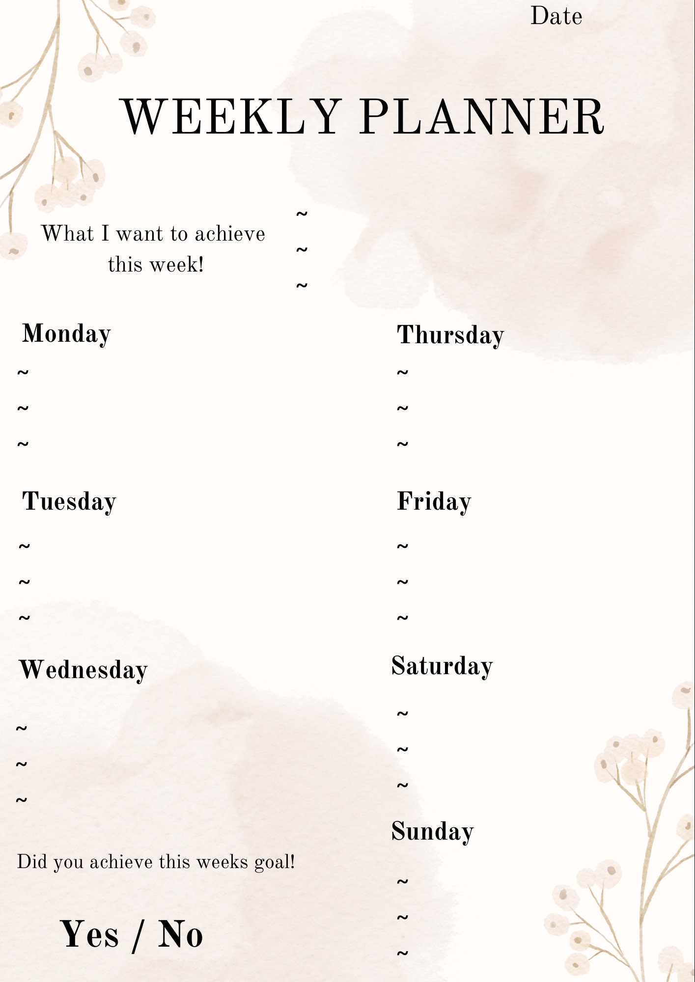 Weekly Planner Printable Digital Weekly Planner Organize Your Week ...