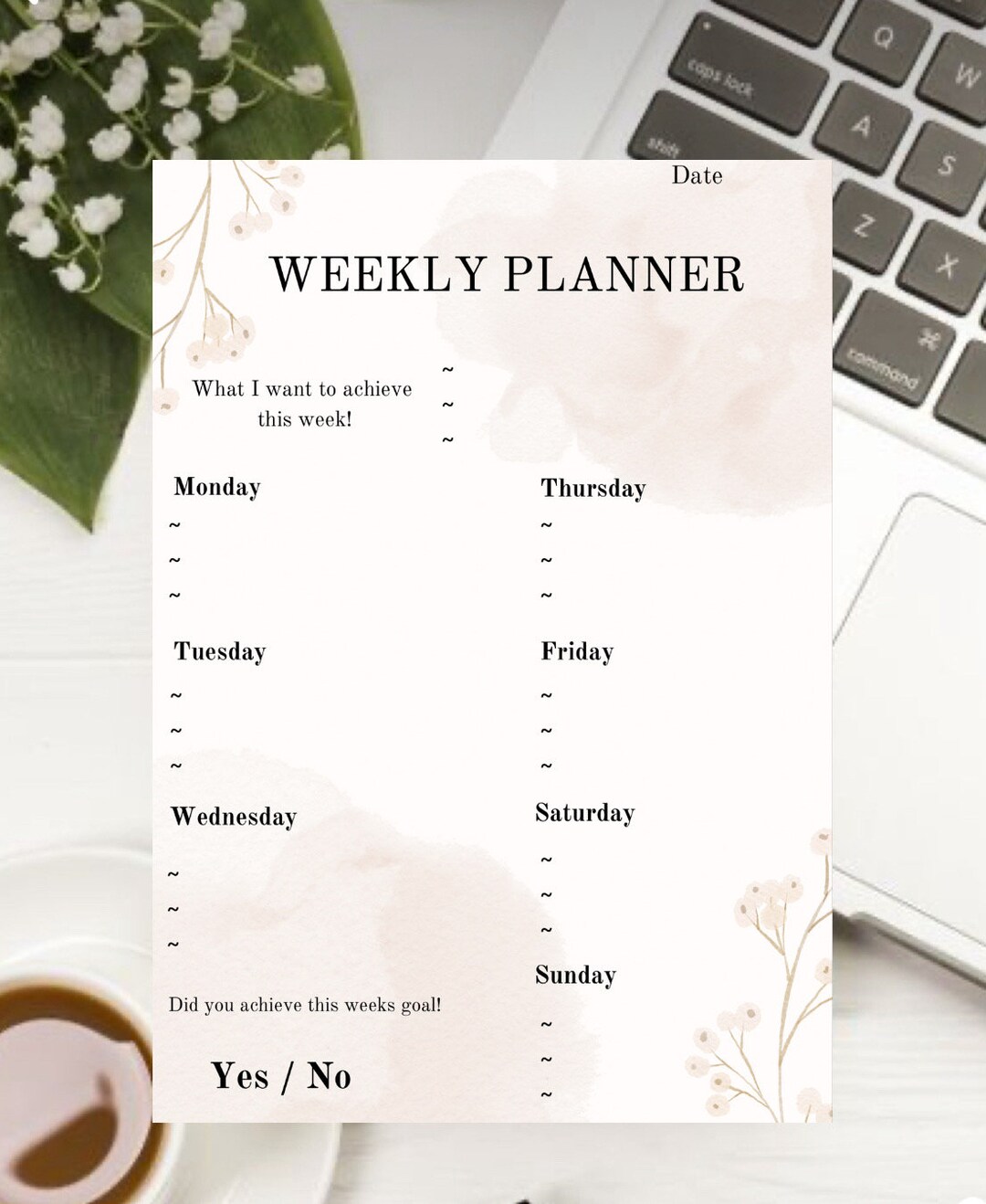 Weekly Planner Printable Digital Weekly Planner Organize Your Week ...