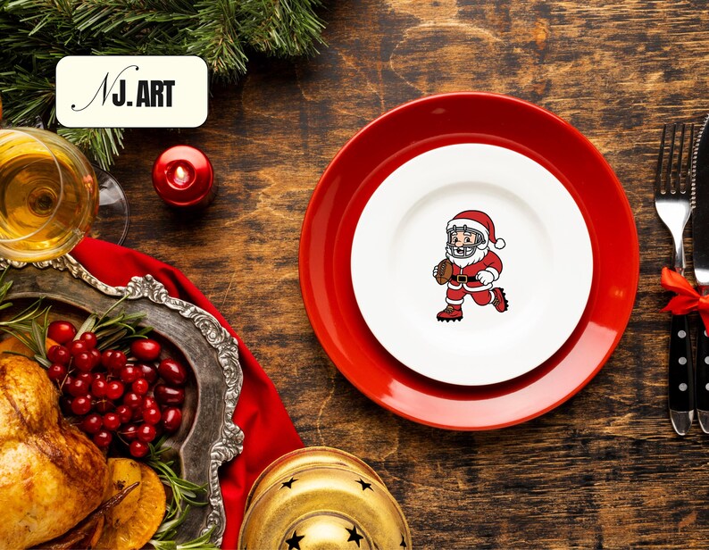 Santa Football Player SVG PNG – Funny Christmas Sports Cricut, Layered ...