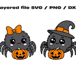 Halloween Spider SVG PNG DXF – Cute Layered Spider With Pumpkin, Witch ...