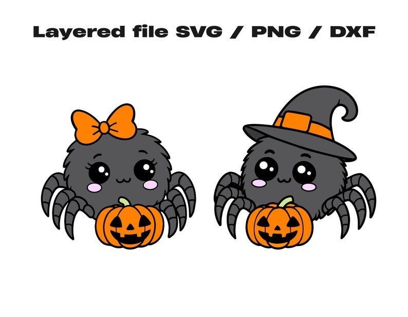 Halloween Spider SVG PNG DXF – Cute Layered Spider With Pumpkin, Witch ...